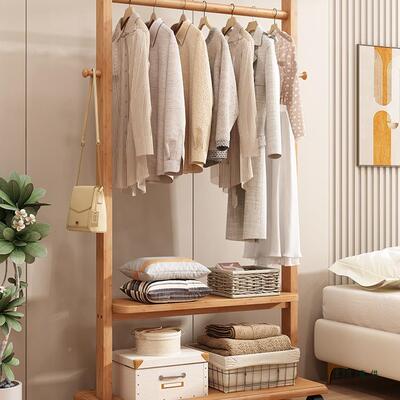 挂宿衣架实木落地卧室衣YMR帽架客简置物架可移动约酒店民晾衣架