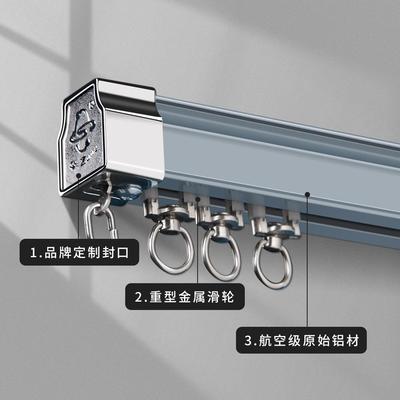 m特厚铝轨合金直m静音滑轨导SZZ03H20轨单双轨2加厚合金封口承重