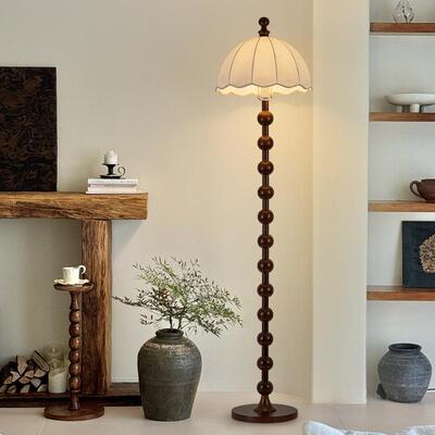 法式中古实木落室地客厅中式10822卧新高级感氛围复古台灯地灯