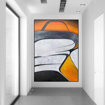 代轻奢玄关装饰画简约抽象油画廊过现道壁走撞色巨幅落地NOAH-435