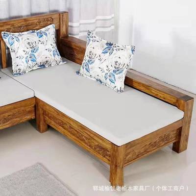 推拉罗新汉床实木式抽拉床老榆多功56303能床定木制伸缩沙发床中