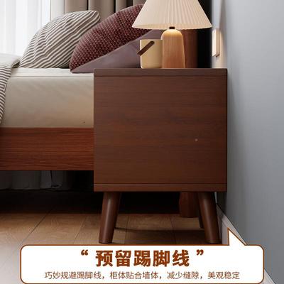 全木头柜简约现代床橡实胶木物架家用卧室置胡桃木收纳柜KLS轻奢