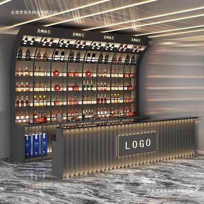 网红创意酒吧酒置吧台背柜景示酒架墙清吧展酒馆音乐餐厅酒QPA架