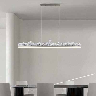 餐厅灯轻奢创意冰山开放式厨房设计师一字长条岛台吊灯