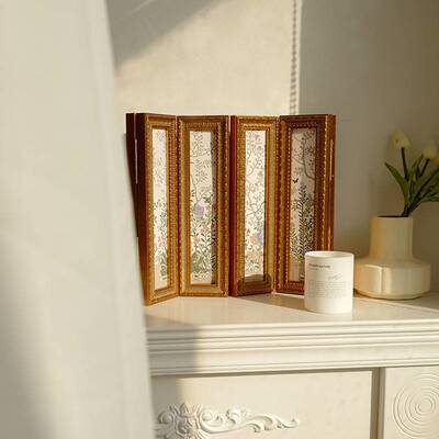 M2O8【屏中花园】中式古典复古屏风花鸟客厅装饰画美式法小赵之吴