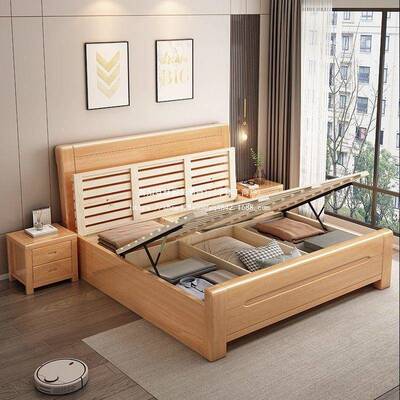 榉木1实木床1.8米1.35m1经济型.2m工厂直销.米单双人床52米VES简