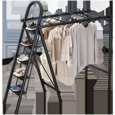 加厚折叠晾晒梯5用人家字梯置物晾晒梯架登高步楼梯折叠晾衣服晒