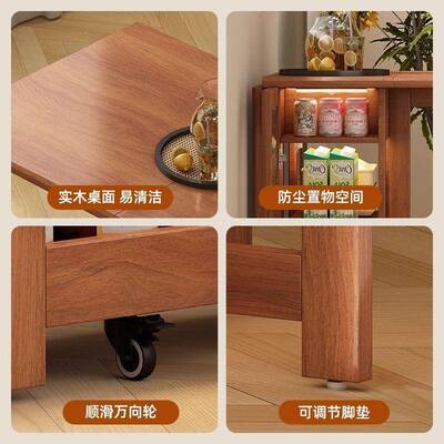 折中古风实木餐桌古小户型家SJK用复可移动伸缩叠方型吃饭桌椅套