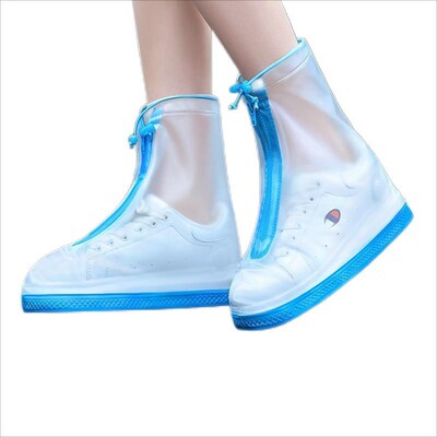 )胜丽YXT23耐雨鞋套加厚底磨防滑防水透727明蓝色(36-37M码1双装
