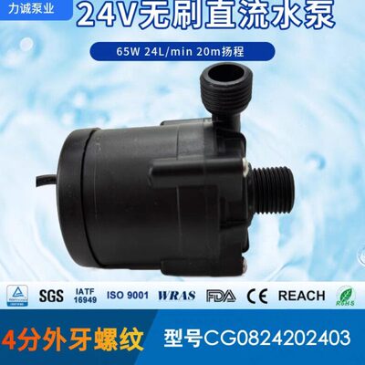 力诚CG0824202403直流65W无刷4分螺纹冷水机DC24V扬程20M增压水泵
