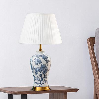 新中式花青花陶瓷灯客厅房卧室床头家MKL-07居夜书灯青瓷氛围灯国