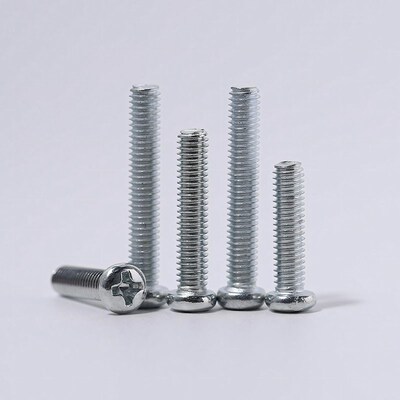 白PM十字圆头机丝螺丝钉盘头机丝白锌圆机元机M2-M6