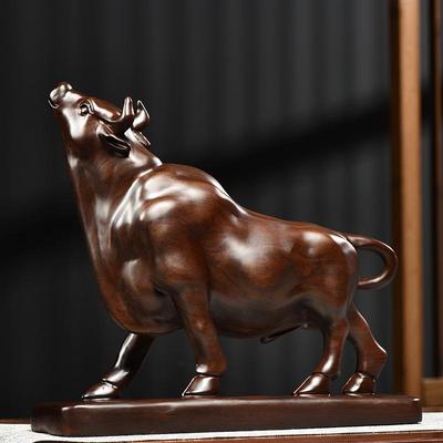 黑檀木刻摆件福牛居木质雕动物生肖牛JC-20201家办公室雕红木工艺