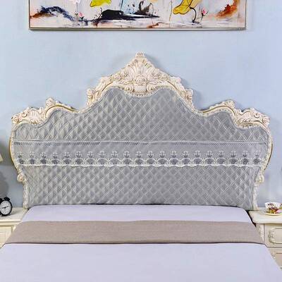 AL6欧式纯床头套定做半包弧形半圆不则老式实规F76H8J7S木布艺色