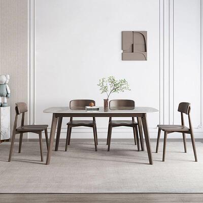 /oth板岩型餐桌椅组合轻奢家用小户5简约现代202新款饭桌全实木餐