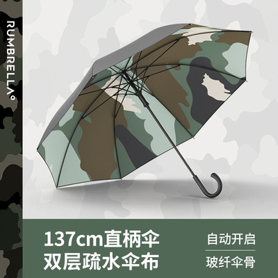 日全时大号风暴直柄伞双层迷彩伞布加固加厚结P实抗风长柄直杆雨