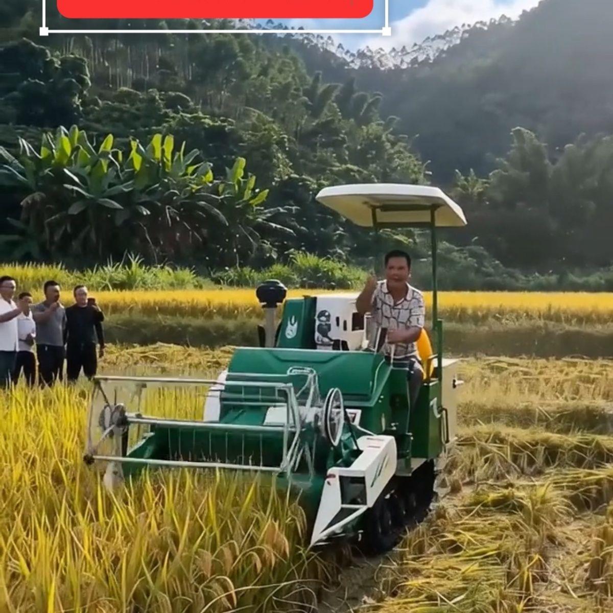 小型家用履带式联合收割机水稻山区农用脱粒小麦稻谷大豆青稞