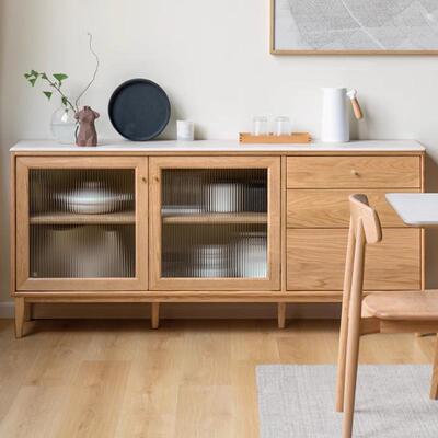 余弦家具实木岩板餐边柜家用靠墙边柜现代简约茶水柜餐厅收纳柜子