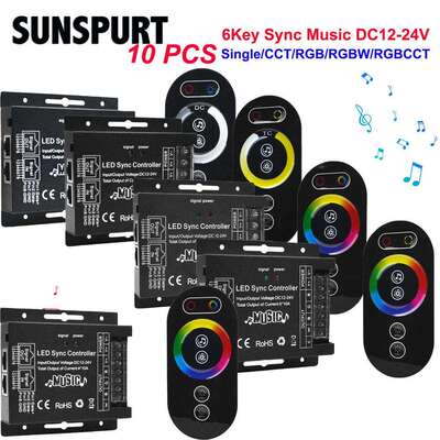 无线触摸网口同步音乐LED控制器单色灯带RGBWCCT灯带调光器12-24V