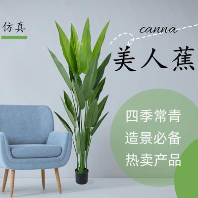 欧式室内仿生绿植美人蕉盆栽 商场门店大型装饰天堂鸟仿真树