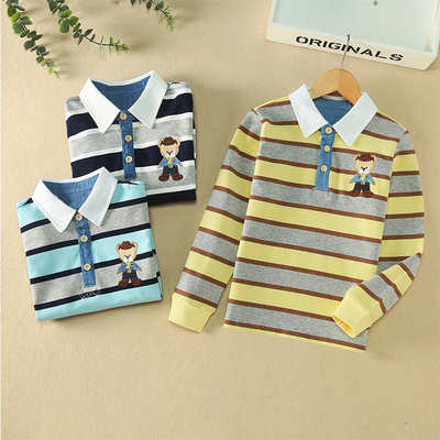 polo衫男童t恤长袖纯棉儿童打底衫春秋体恤小男孩秋装2021年新款8