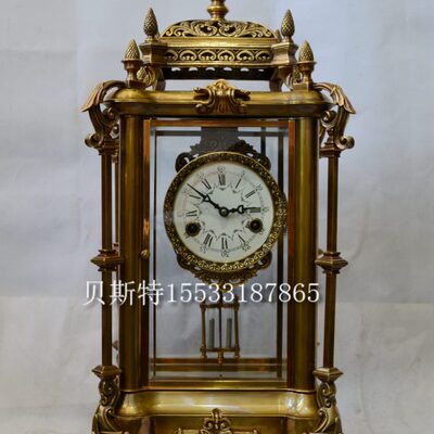 机械钟台钟创意自鸣家居钟软装座钟样板间时复古摆报钟表欧式黄铜