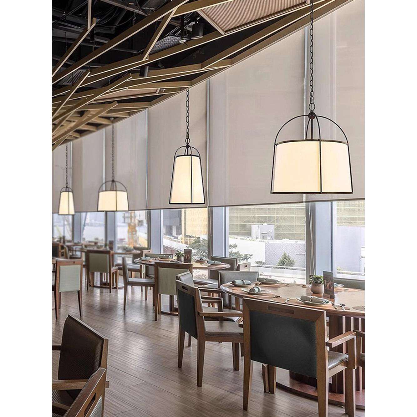 饭店吊灯新中式酒店餐厅宴会厅餐饮灯具宋代美学设计师款布艺灯饰