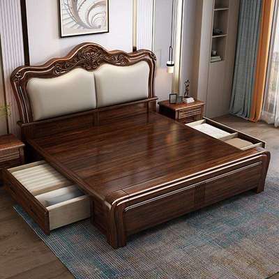 法式实木床主卧高端大气1米8乘2米大床加厚榫卯结构箱式床储物床