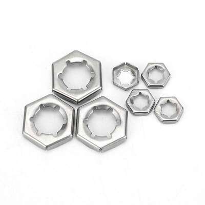 DIN7967扣紧螺母外六角内带齿螺母现货供应不锈钢防松扣紧螺母