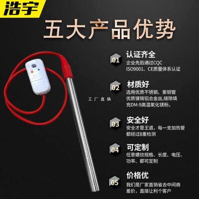 加热棒水池加热管38V220加热防水潜水0烧水大功率/整体V
