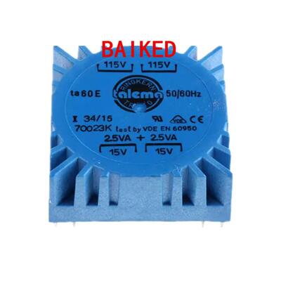 Talema 70023K 环形变压器 2x15v交流次级额定电压 5VA额定功率