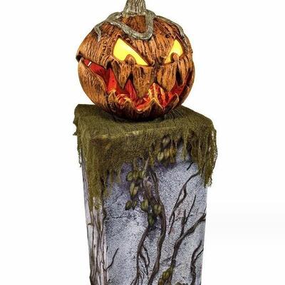 跨境新款 PUMPKIN LIGHTING 万圣节惊悚南瓜头可发声发光和升降