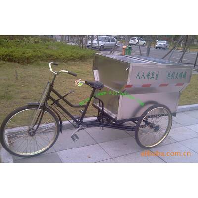 供应不锈钢人力三轮垃圾车保洁车清洁车JD-L024