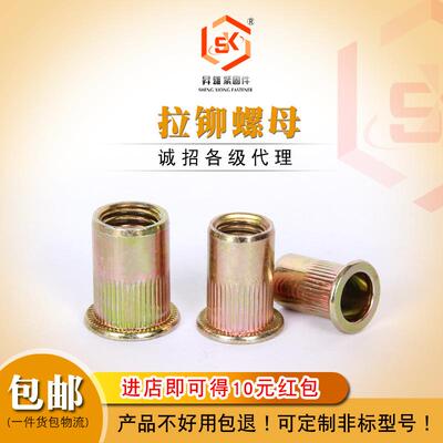 GB/T17880平头、沉头、小沉头、平头六角、镀彩锌蓝白锌拉铆螺母