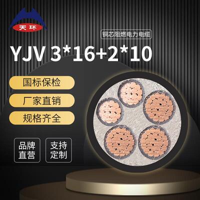 【量大价优】天环 工程电力电缆ZRC-YJV3*16+2*10平方国标铜芯电
