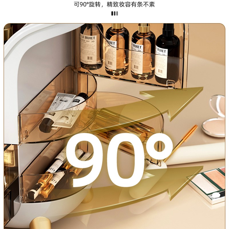 化妆品收纳盒桌面防尘大容量轻奢亚克力带抽屉化妆箱护肤品置物架