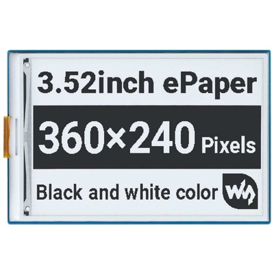 3.52inch e-Paper HAT电子墨水屏模块 360×240像素 黑白 SPI通信