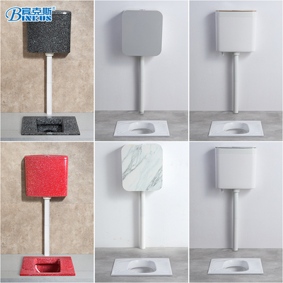黑色红色陶瓷蹲便器家用卫生间厕所蹲坑式防臭便池蹲厕水箱套装