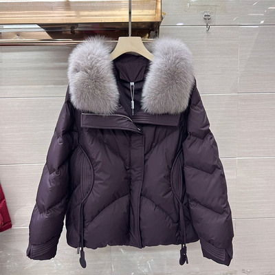 阔型大毛领短款棉服女2026冬季新款暗门襟简约大气出行外套