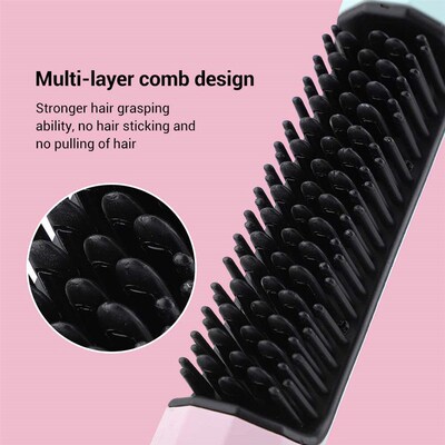 2 In 1 Hair Straightener Brush Professional Hot Comb Straigh
