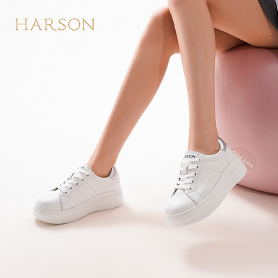 哈森小白鞋女2025春季新款真皮百搭厚底休闲运动板鞋HWCS250103