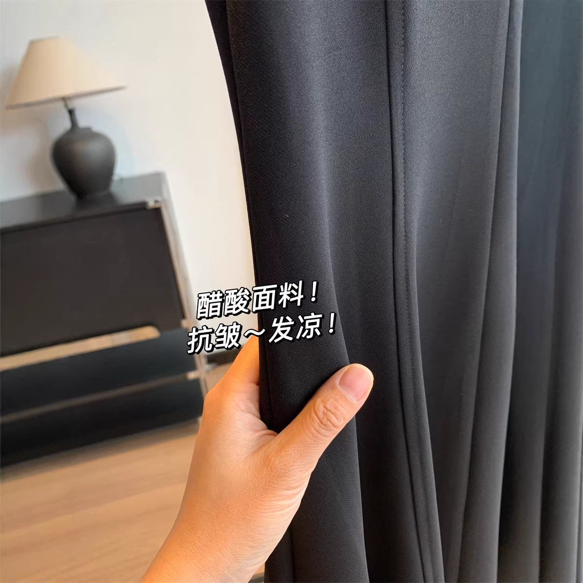 TH家王牌!柜3000+醋酸小黑裙!抗皱发凉!显瘦短袖连衣裙26新夏