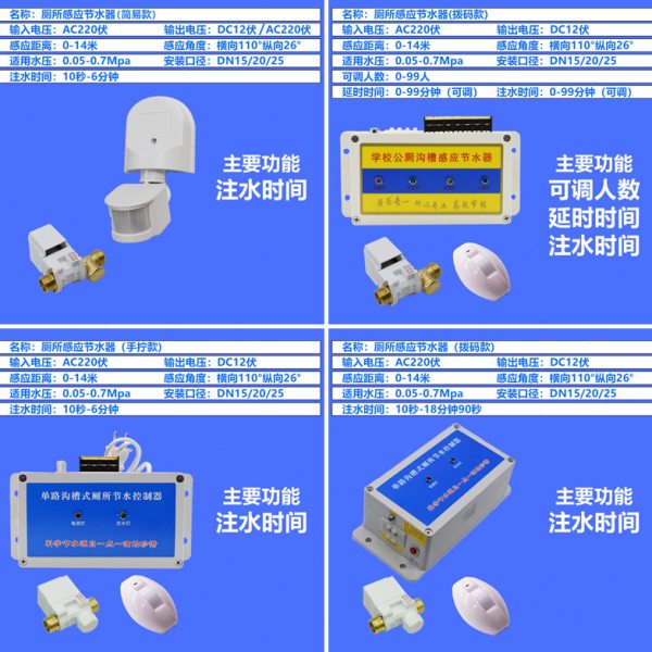 公厕沟槽厕所感应节水器学校卫生间大小便槽自动冲水感应器冲洗阀