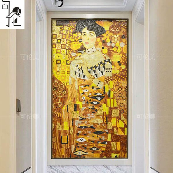艺术玻璃马赛克画克林姆特鲍尔夫人的肖像玄关客厅背景装饰画欧式