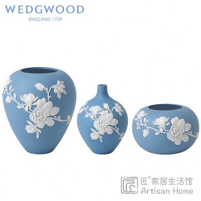 现货英国WEDGWOOD木兰芳华花瓶浮雕玉石台面插花花瓶客厅创意摆件