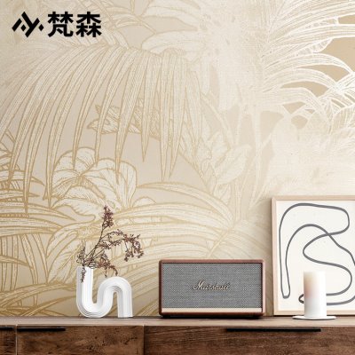 东南亚热带雨林无纺布芭蕉叶棕榈树叶墙纸非自粘客厅卧室背景壁纸