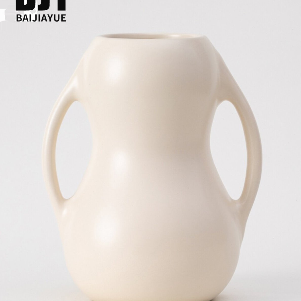 现代侘寂双耳花瓶陶瓷摆件 家居客厅餐厅插花花器装饰品