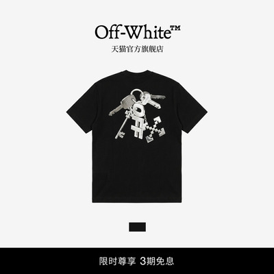 OFF-WHITE™情侣装新款宽松落肩短袖T恤钥匙串图案装饰圆领半袖