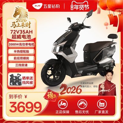 五星钻豹电动车72V35AH长续航电动摩托2000W豪华高速外卖电瓶车X3