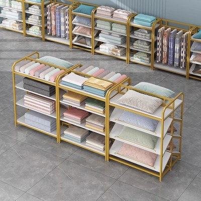家纺店货架展示架布料床上用品展示柜四件套被子枕芯可.调节置物